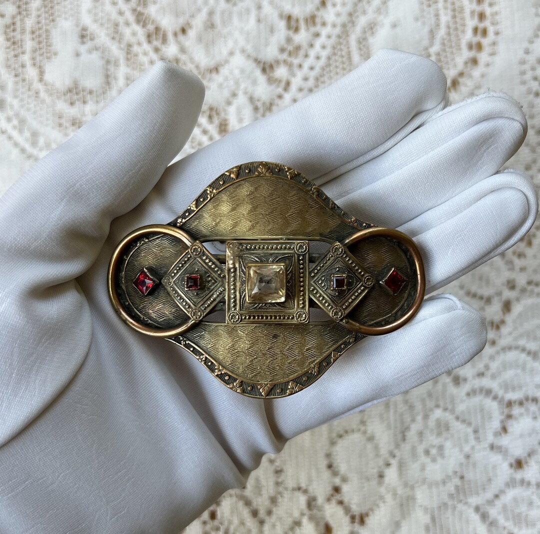 Large Signed SNS Vintage / Antique Brooch, Floral, Unique Textured ...