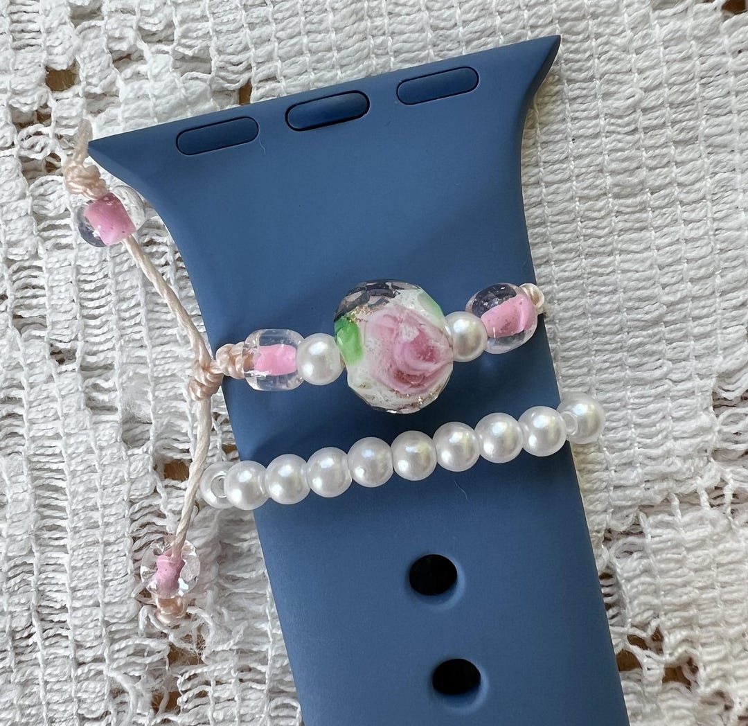 Handmade Pink Ribbon Breast Cancer Survivor Apple Watch Charm Set ...