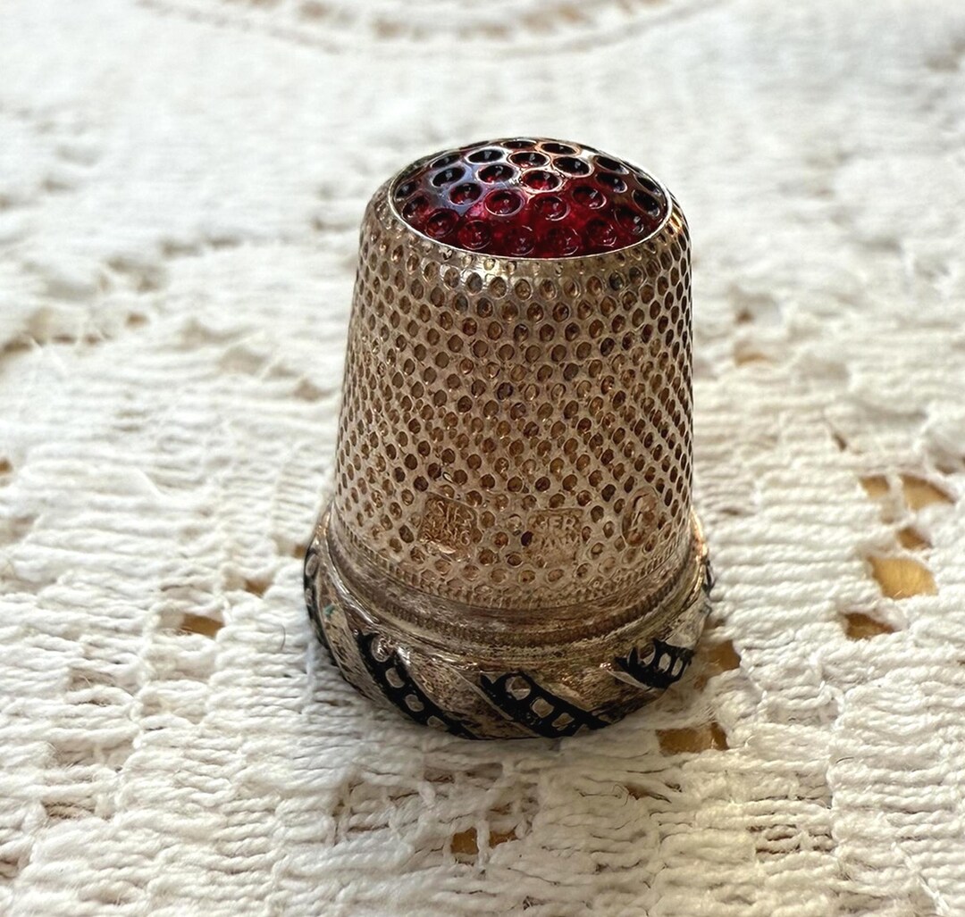 Vintage Rich Ruby Red Glass Crown, Slanted Decorative Band Germany, 4 ...