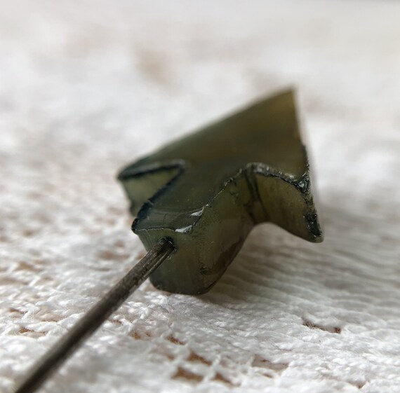 Vintage Estate Translucent Olive Green / Clear Rhines… - Gem