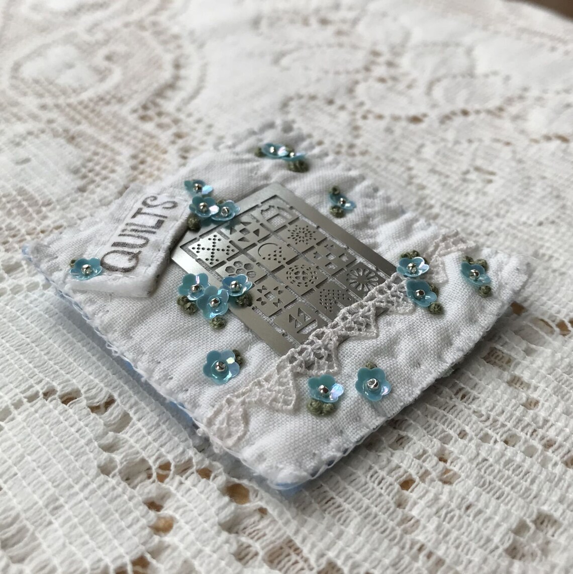 Handmade Vintage Quilt Piece Brooch / Pin With Embroidery - Etsy