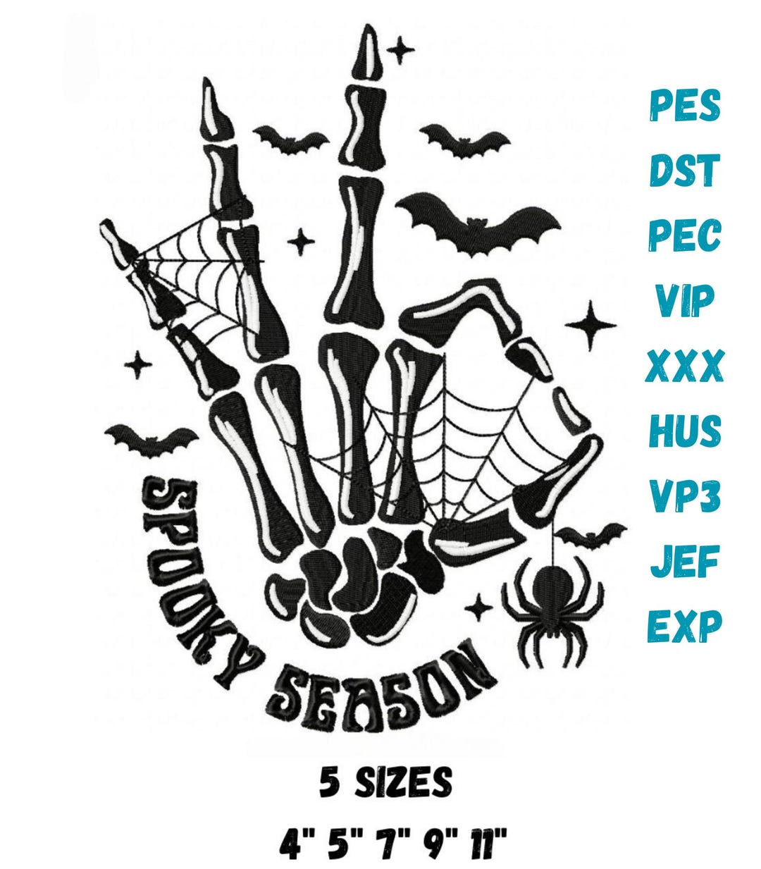 Terrifying Skeleton With Spiders Embroidery Design, 5 Sizes, Spooky ...