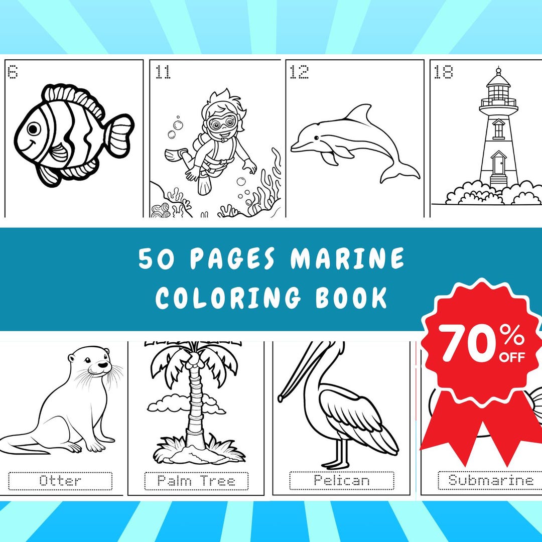 50 Marine Animals Coloring Pages for Kids | Marine Coloring Pages ...