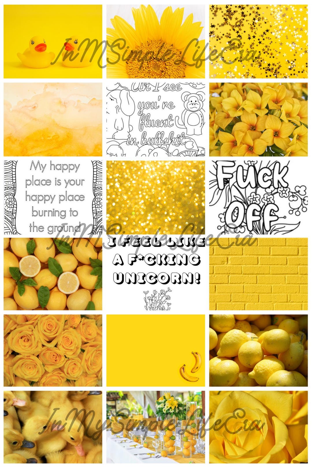 20 (4x6) Printable Adult Coloring Swear Words Wall Art Collage - Etsy