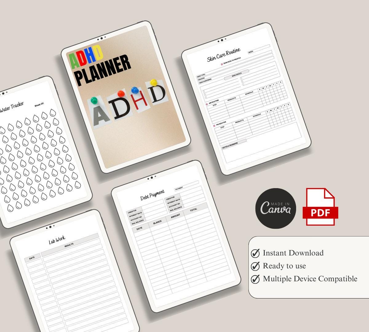 ADHD Planner, Daily Organizer, Time Management Tool, Productivity ...
