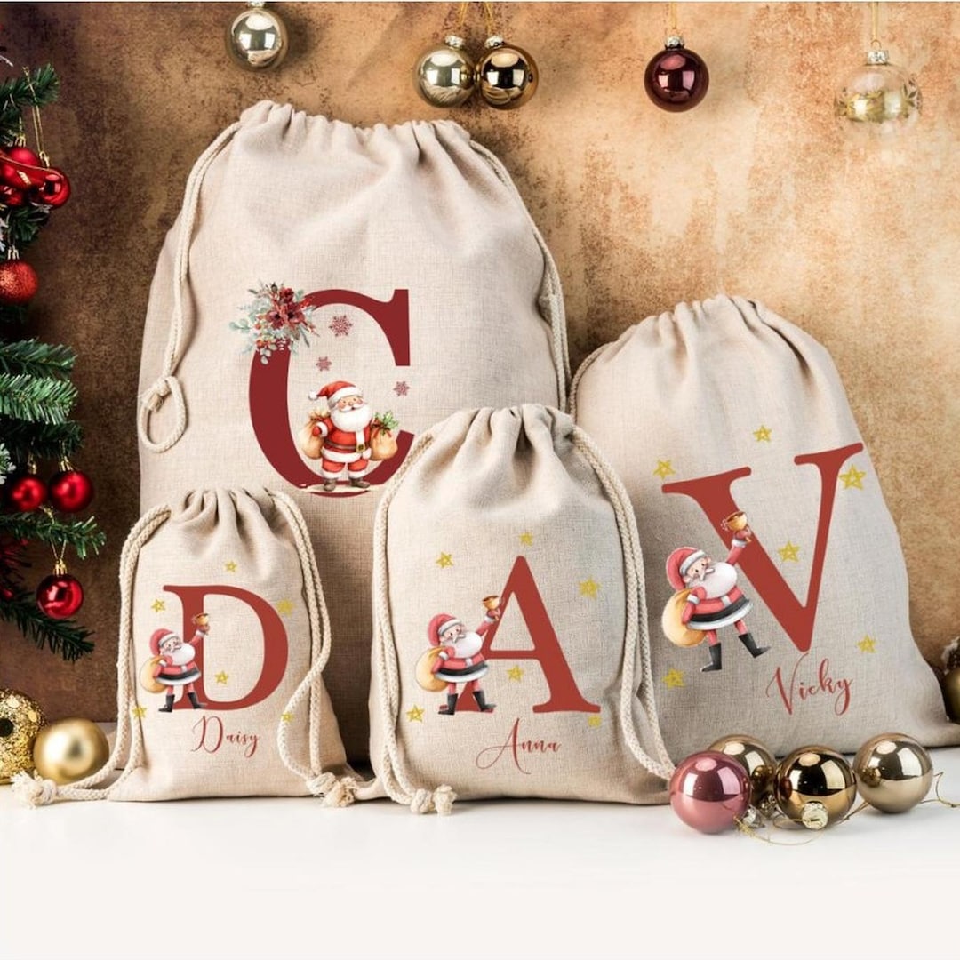 Custom Large Santa Sack Bags,christmas Santa Gift Bag,christmas Eve Box ...