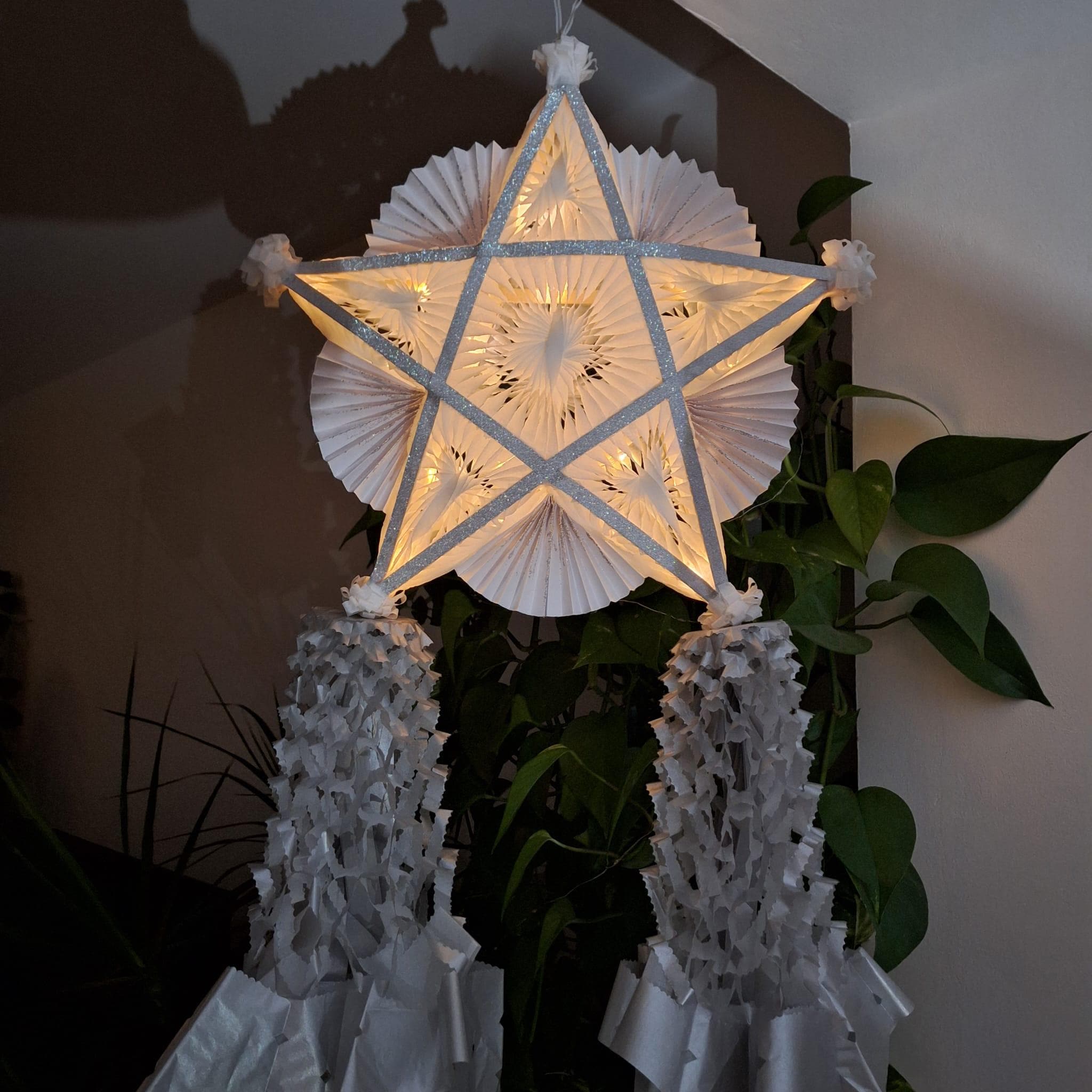 White Filipino Christmas Lantern/parol (with White and Silver Tail ...