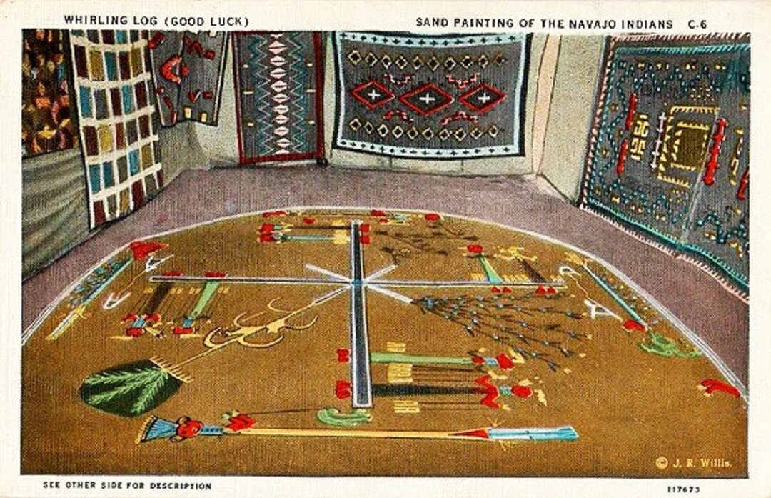 Vintage Postcard A Navajo Whirling Log Sand Painting unused - Etsy