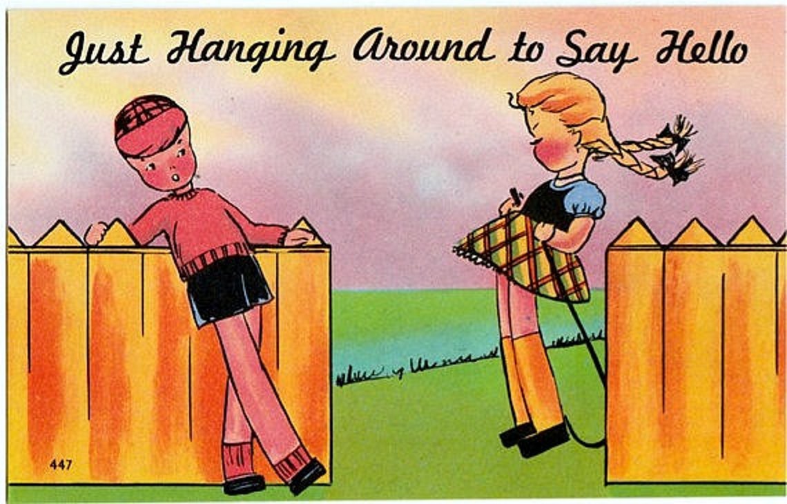 Vintage Greetings Postcard Just Hanging Around to Say Hello - Etsy