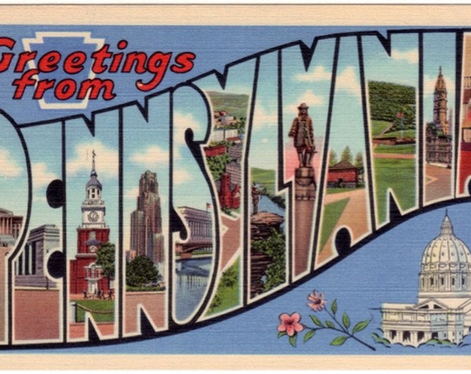 Vintage Pennsylvania Postcard - Greetings From Pennsylvania (unused) - Etsy