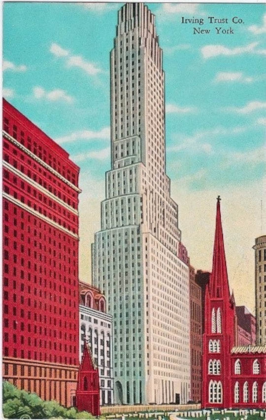 Vintage New York City Postcard the Irving Trust Company Building at ...