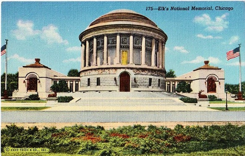 Vintage Chicago Postcard the Elks National Memorial in - Etsy