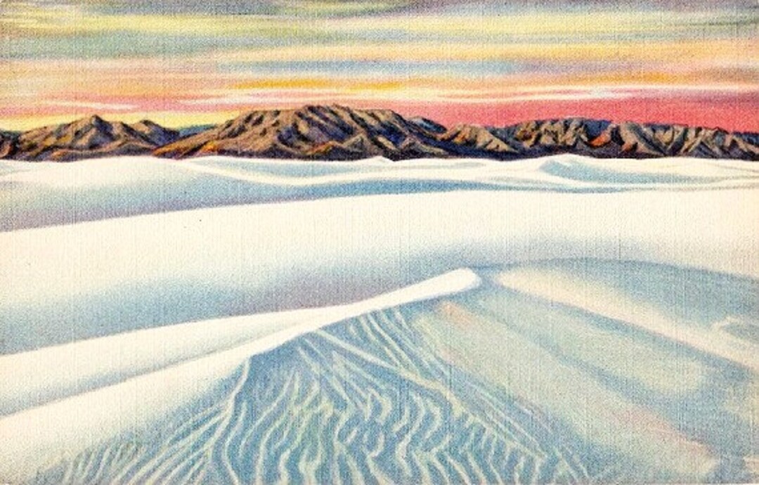 Vintage New Mexico Postcard - the Rippling White Sands at White Sands ...