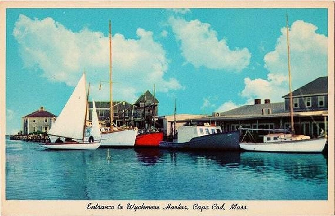 Vintage Cape Cod Postcard - Entrance to Wychmere Harbor, Harwich Port ...