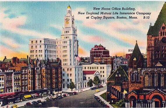 Vintage Boston Postcard Boylston Street at Copley Square | Etsy