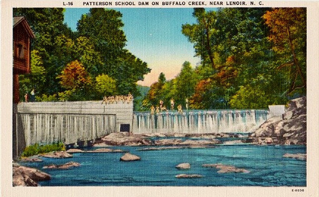 Vintage North Carolina Postcard - Swimming at the Patterson School Dam ...