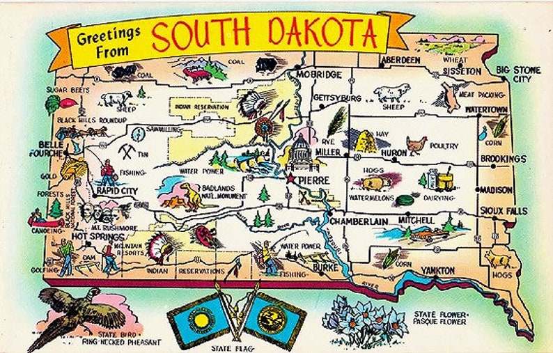 Vintage South Dakota Postcard Greetings From Old South - Etsy