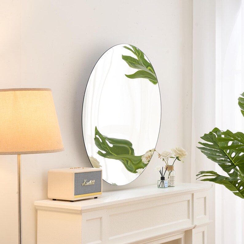 Hand-crafted Contemporary Concave Mirror Silver Mirror Space Age ...