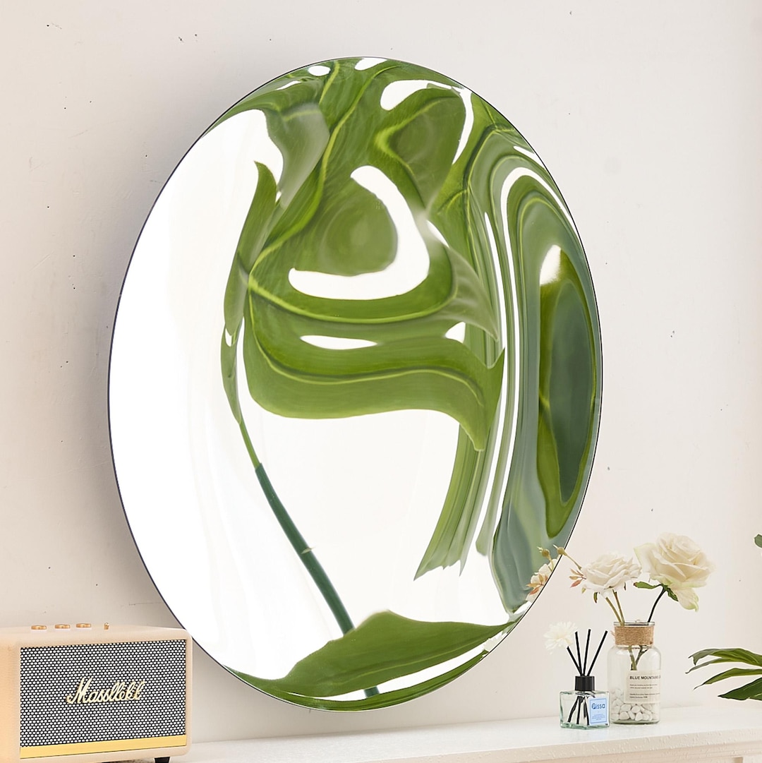 Space Age Silver Concave Mirror – Handmade Wall Decor, Futuristic Home ...