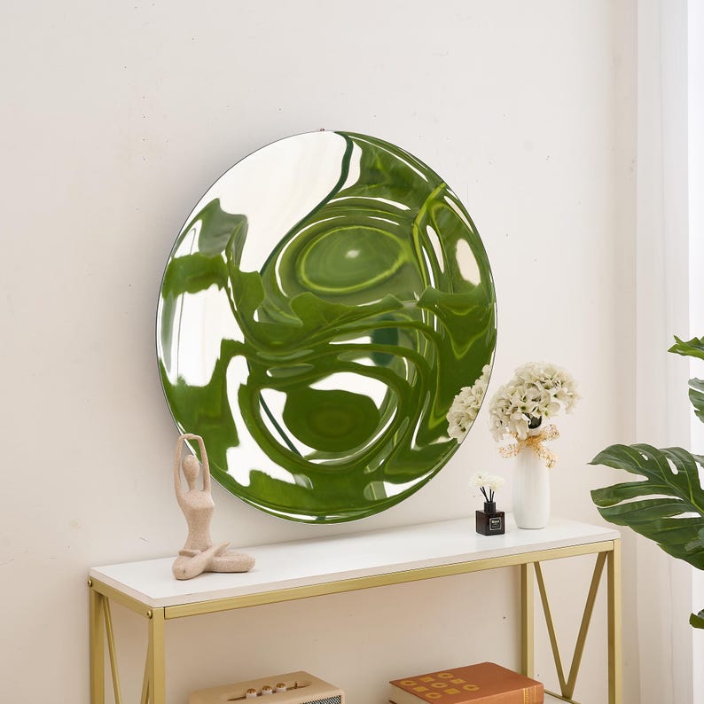 Space Age Silver Concave Mirror – Handmade Wall Decor, Futuristic Home ...