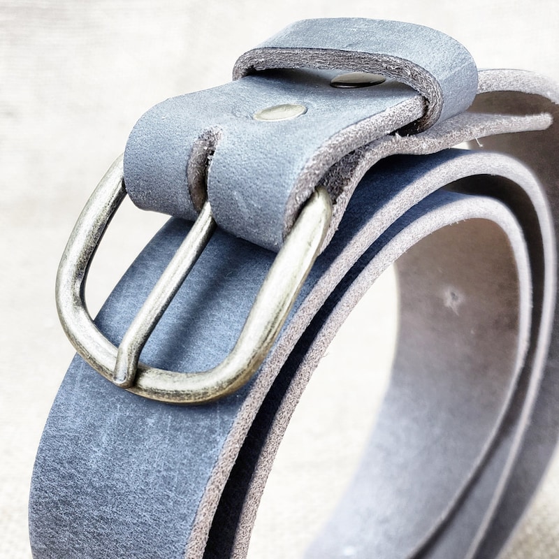 Gray Leather Belt - Etsy