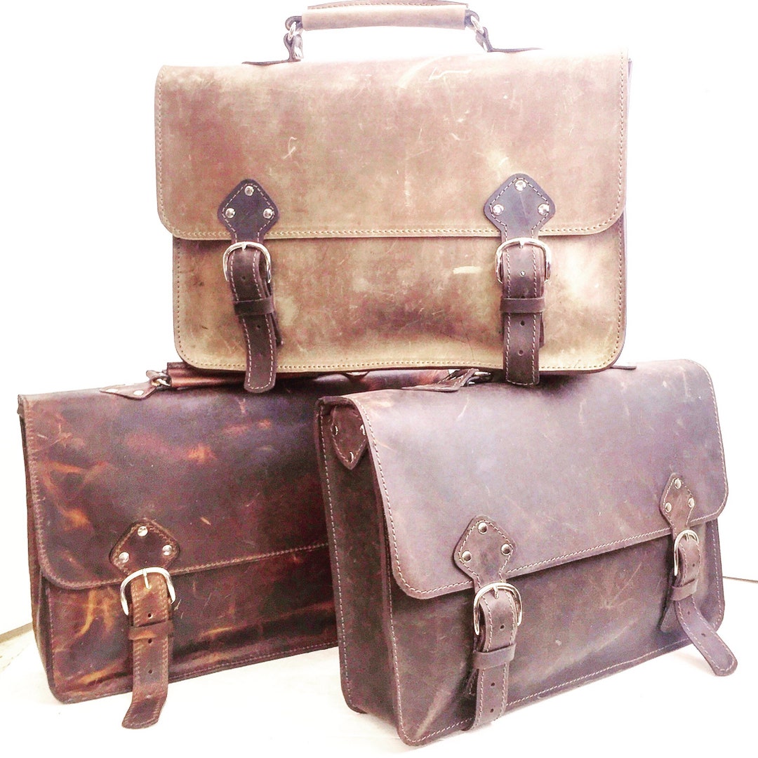 Mens Leather Briefcase Classic Traditional Men's Work - Etsy