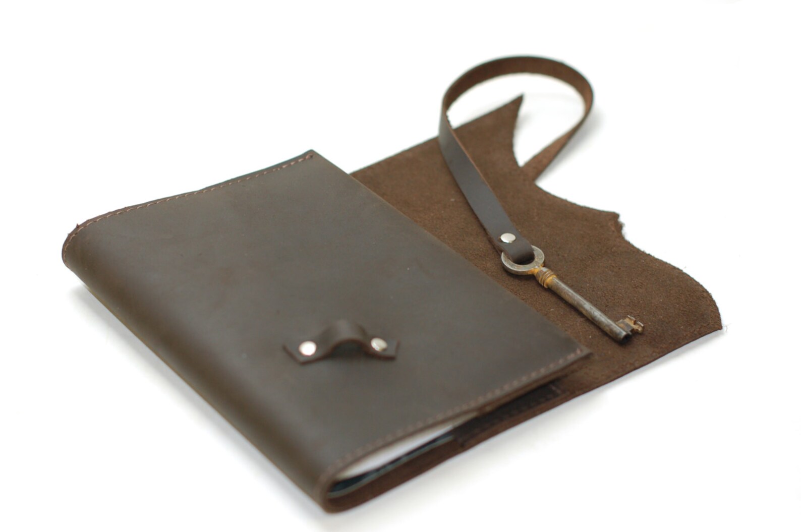 Black Leather Notebook With Antique Skeleton Key Refillable - Etsy