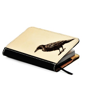 Raven Leather Journal - Black Bird Artist Notebook - Crow Refillable ...