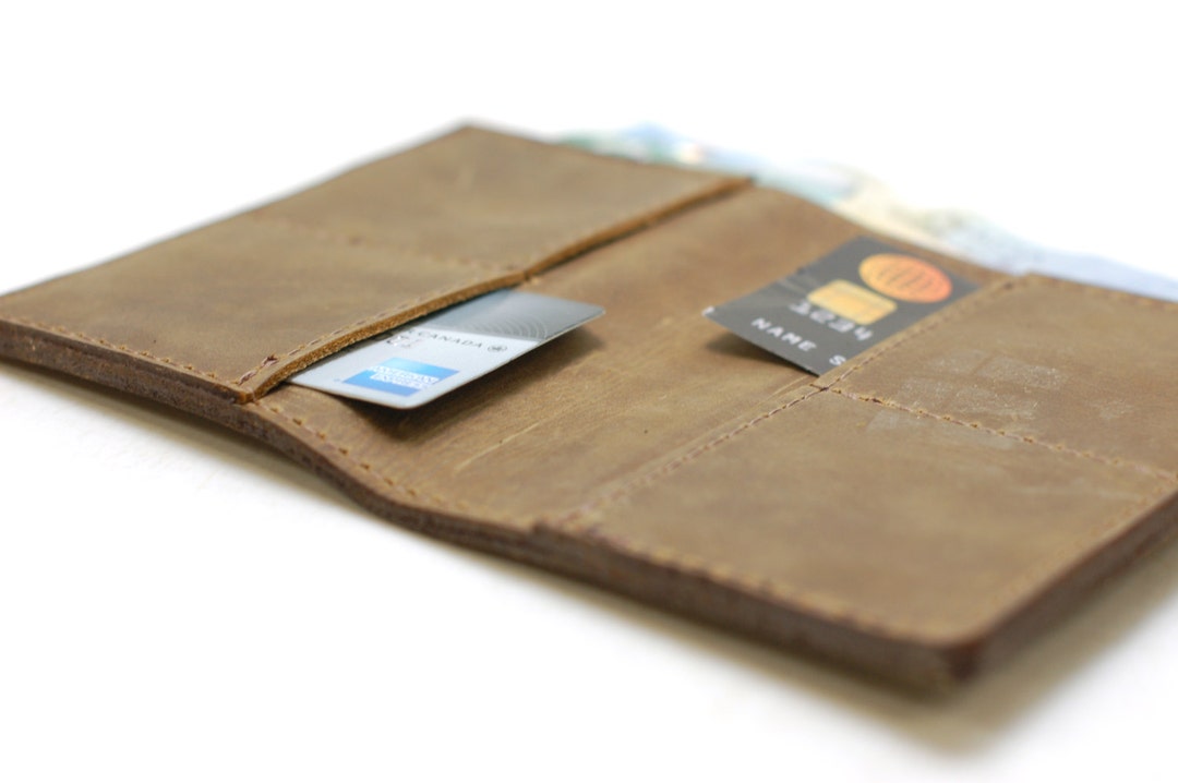 Extra Large Men's Leather Wallet - Double Billfold Wallet - Distressed ...