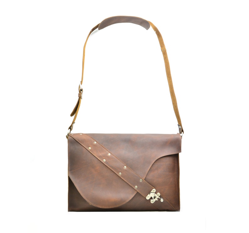 Dark Brown Leather Laptop Bag Satchel Rustic and Industrial - Etsy