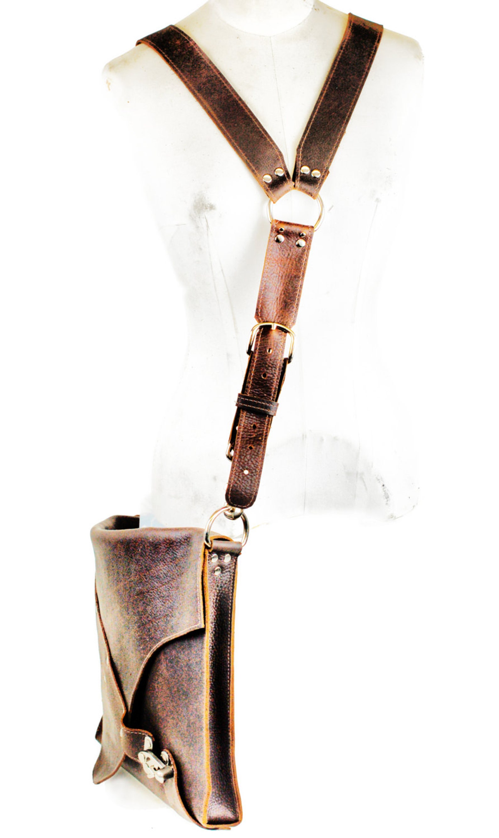 Industrial Leather Satchel Brown Rugged Distressed Messenger - Etsy