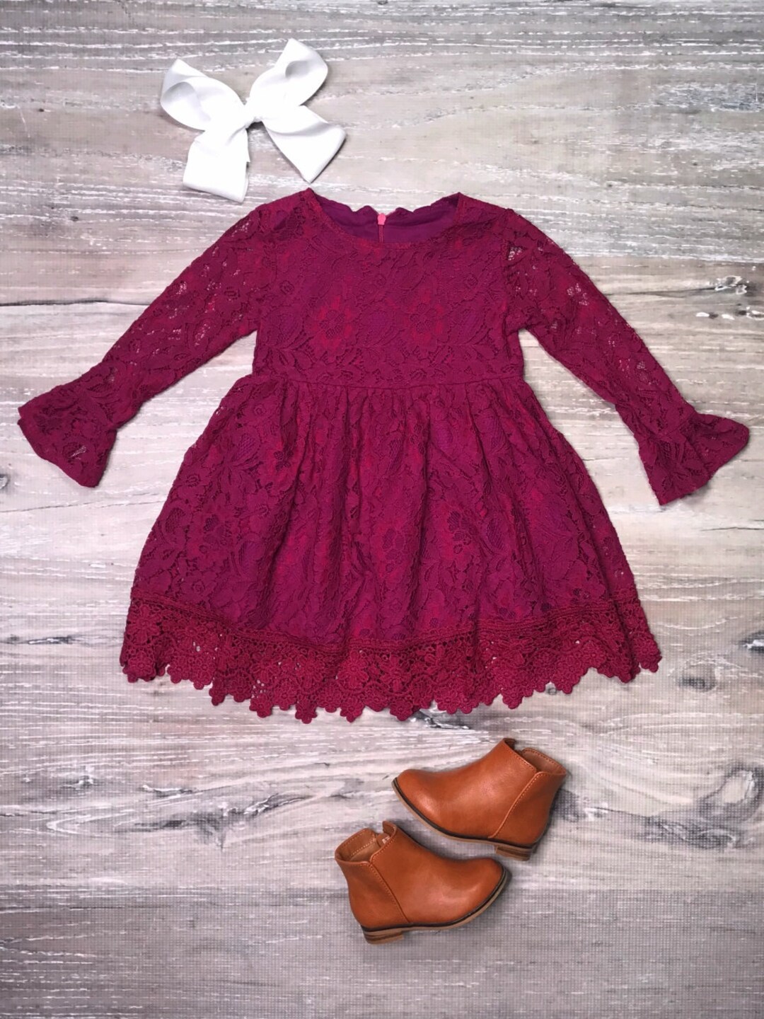 Plum Berry Pink Lace Flare Girls Special Occasion Dress - Etsy