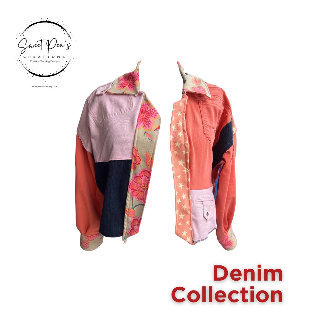 Pink Upcycled Denim Jacket - Etsy