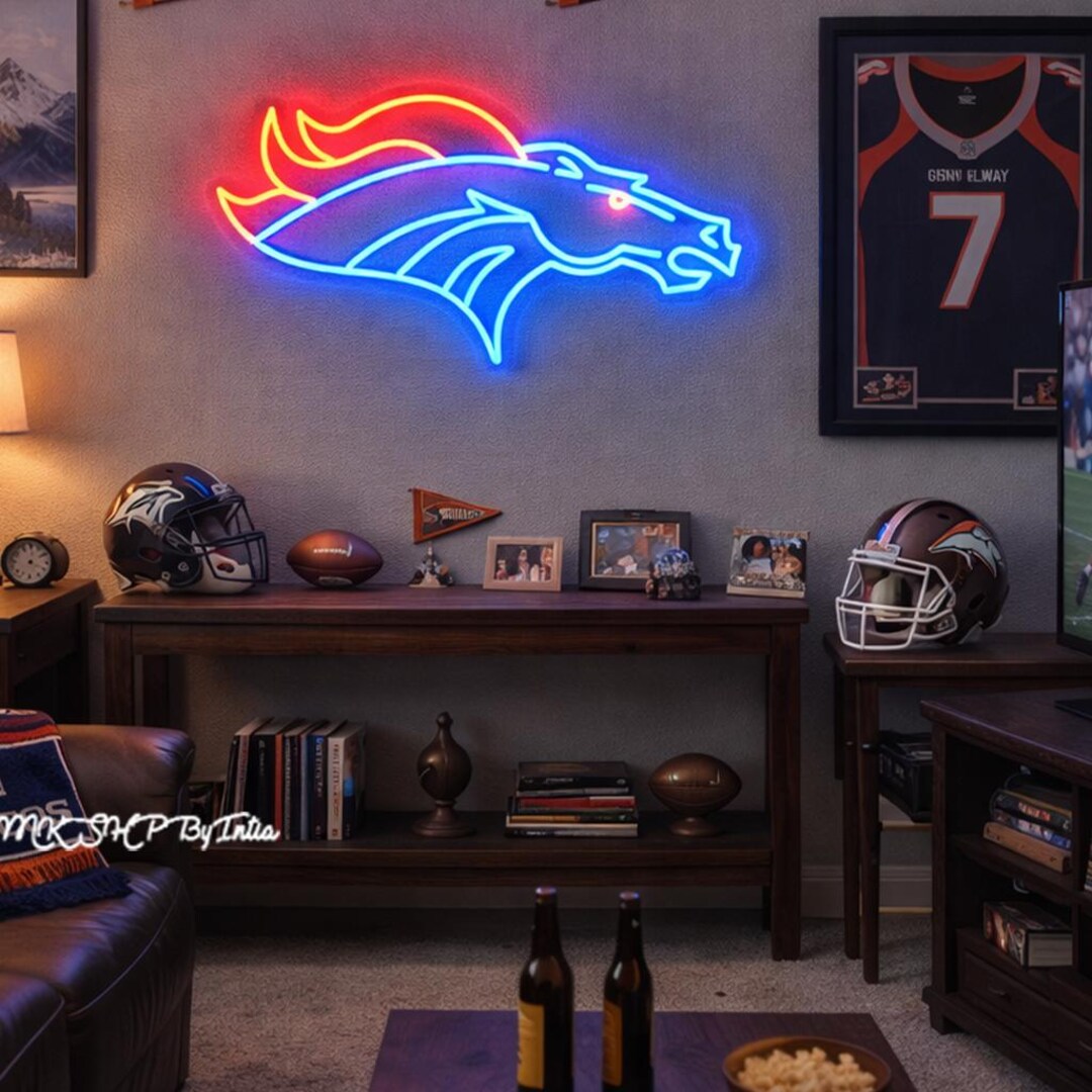 Denver Broncos Neon Sign, Sport Bar ,man Cave Game Room Decor, Football ...