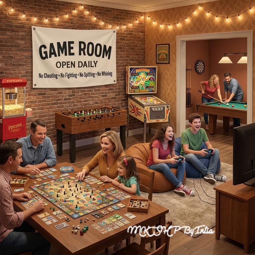 Game Room Banner Canvas, Funny Family Rules Fabric Wall Hanging ...