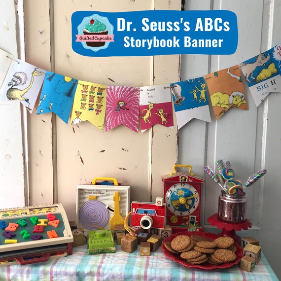 Dr. Seuss ABC Book Page Banner / Dr. Seuss Story Book Page Garland /Dr ...