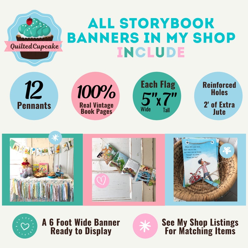 Peter Pan Storybook Banner, Upcycled Vintage Book Pennants, Party ...