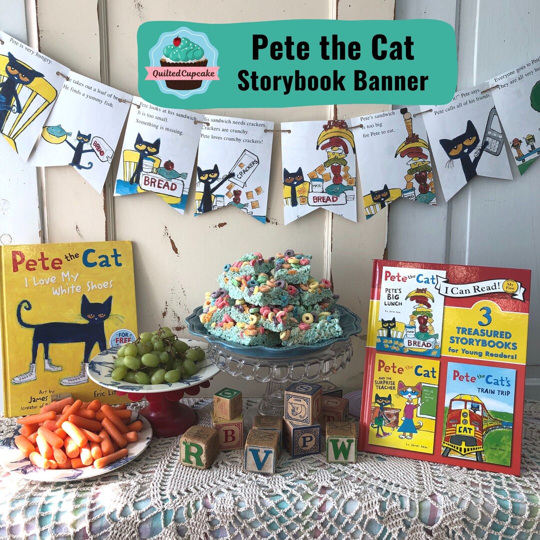 Pete the Cat Party/ Book Page Banner / Pete the Cat Story Book Page ...