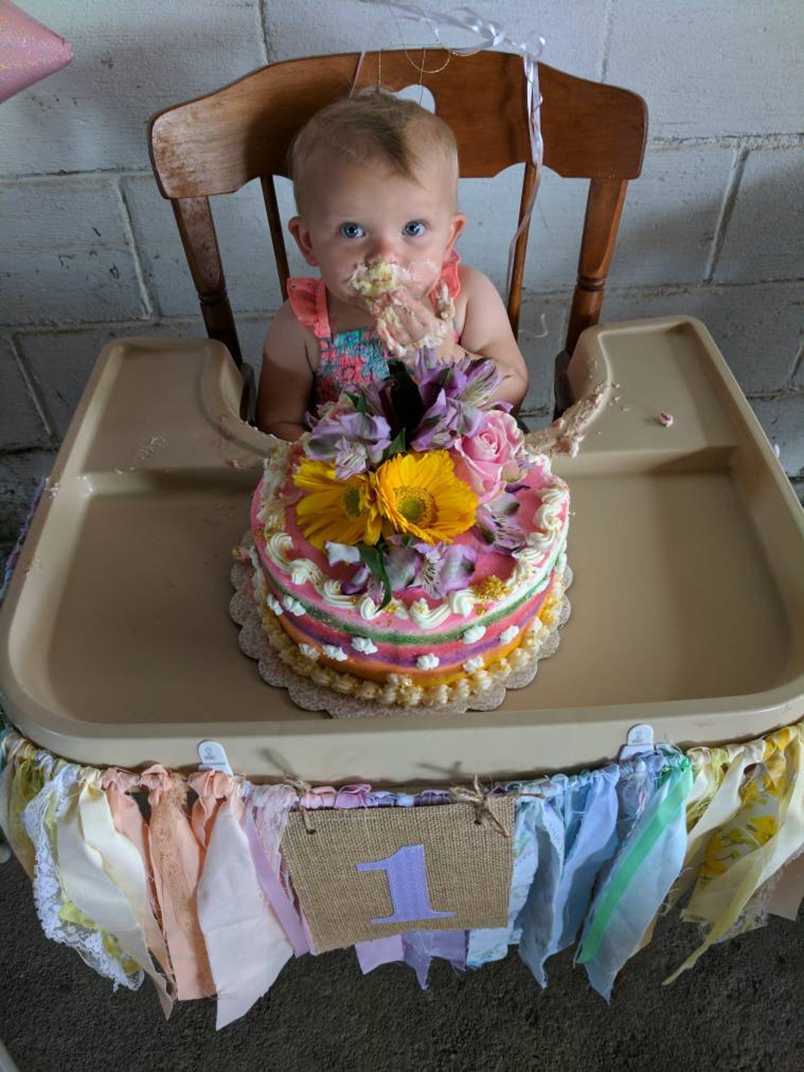 Rainbow High Chair Banner. First Birthday Party Supplies. High - Etsy