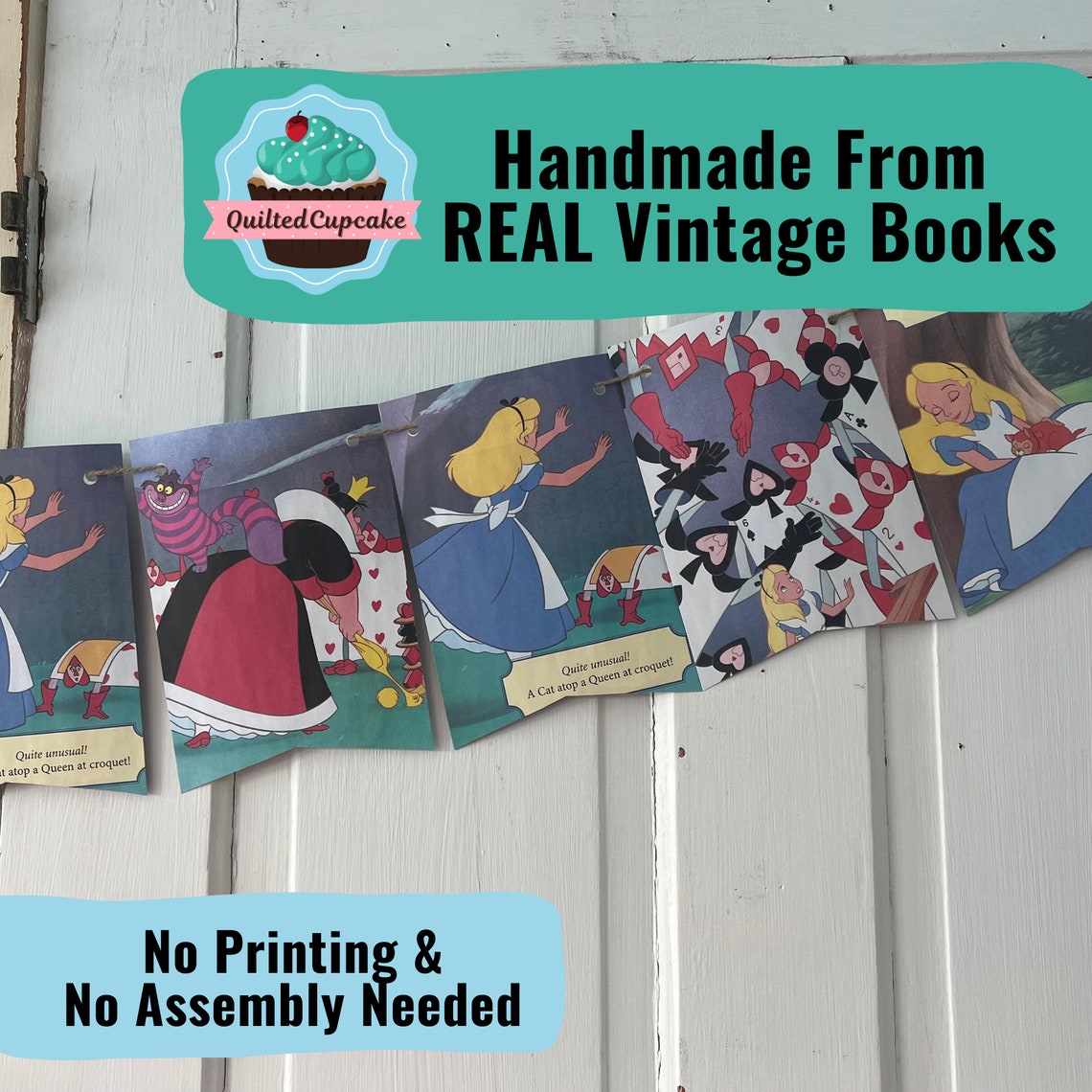 Alice in Wonderland Book Page Banner/disney Alice in | Etsy