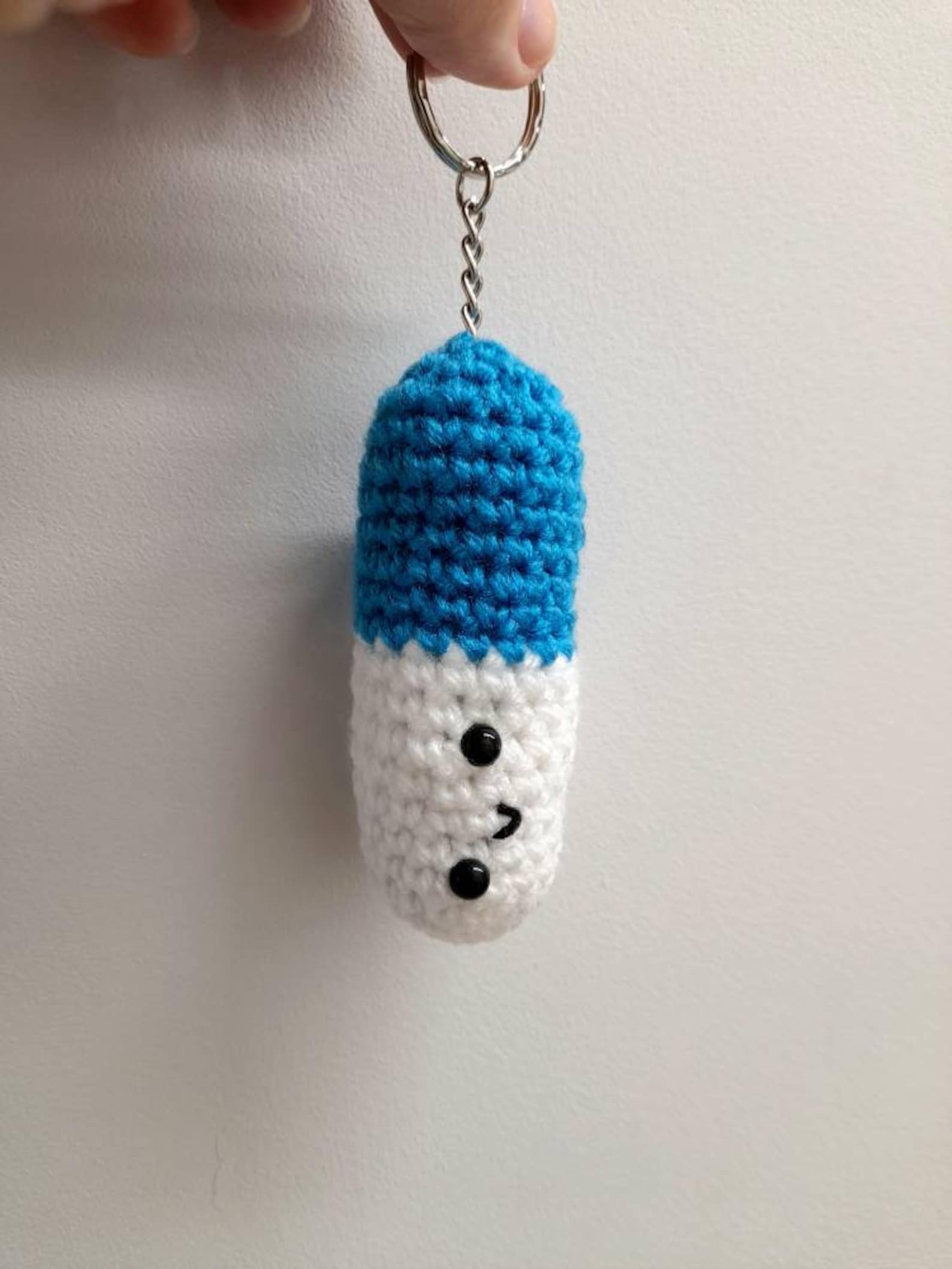 Crochet Happy Pill Keyring Joke Gift Stress Gift Keychain Chill Pill ...