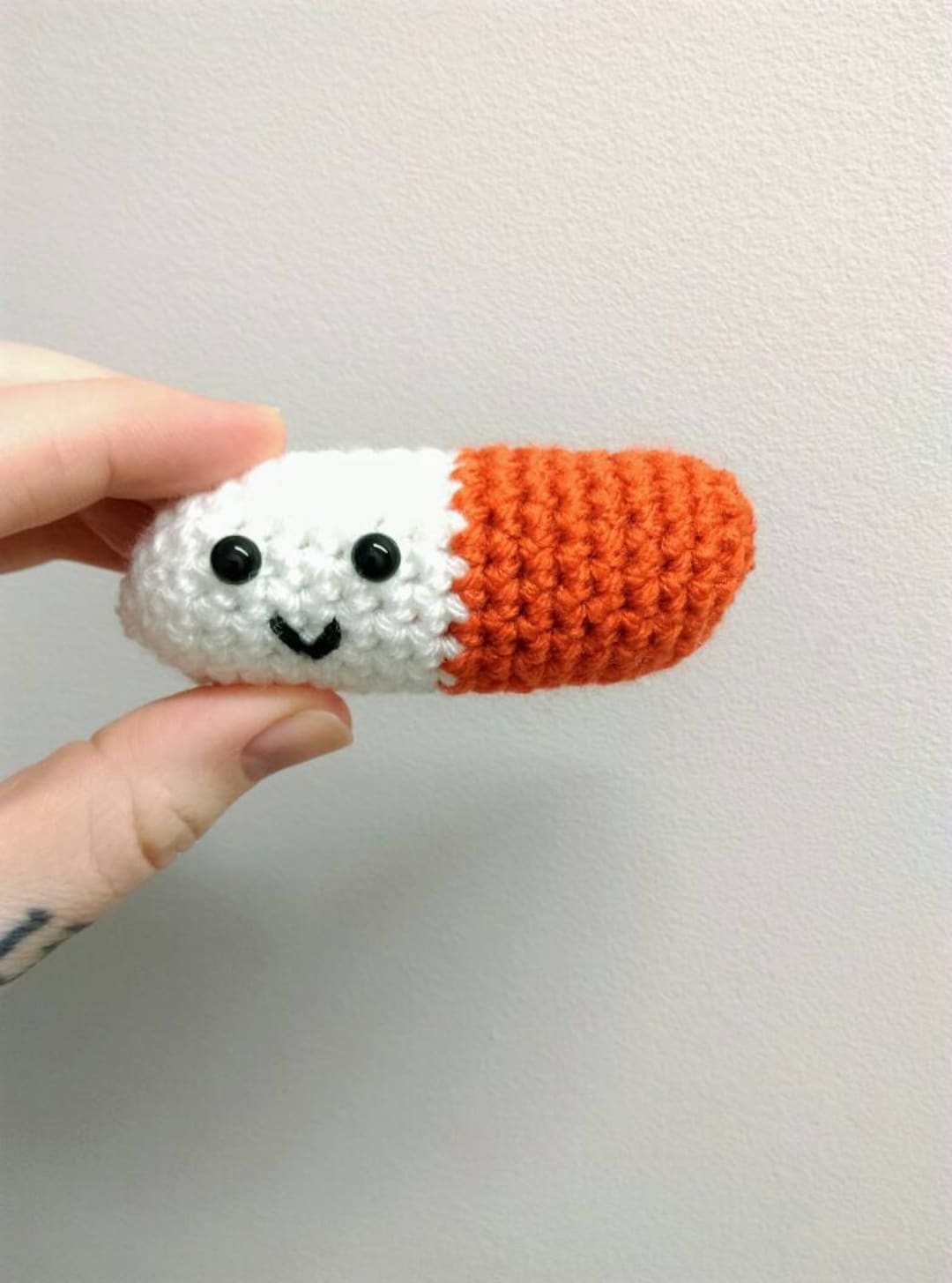 Crochet Happy Pill Keyring Joke Gift Stress Gift Keychain Chill Pill ...