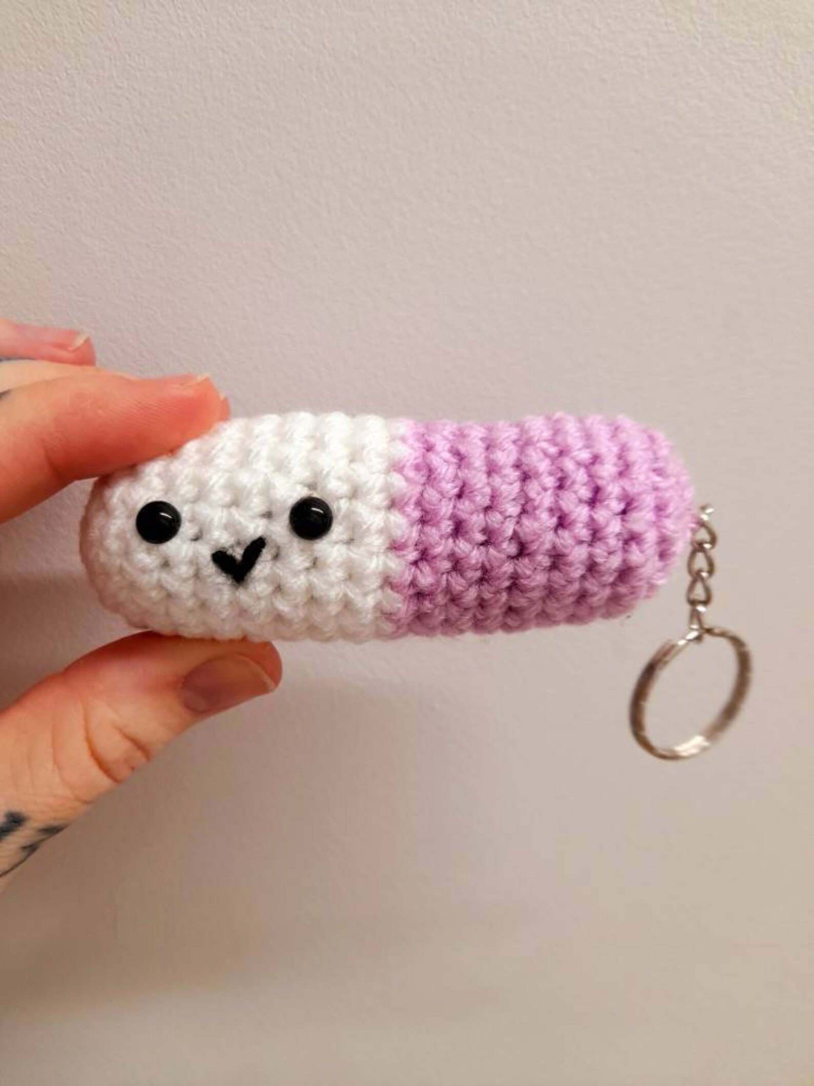 Crochet Happy Pill Keyring Joke Gift Stress Gift Keychain Chill Pill ...