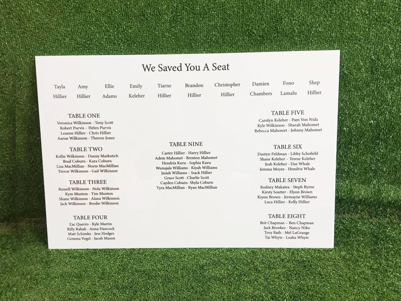 Alphabetical Large Table Seating Chart, Acrylic Wedding Seating Chart ...