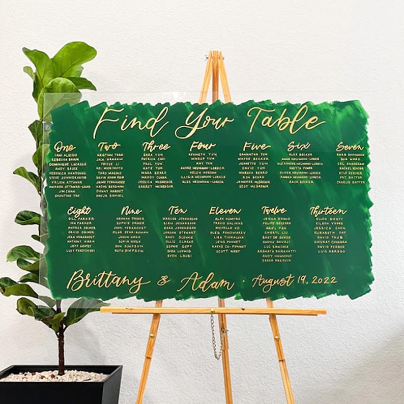 Alphabetical Large Table Seating Chart, Acrylic Wedding Seating Chart ...