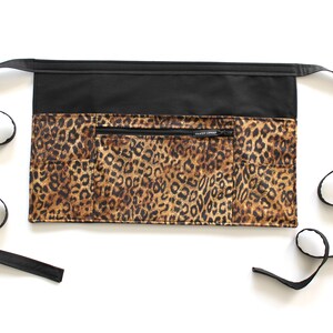 Leopard Waitress Apron, Zipper Pocket Server Apron, Teacher Apron With ...