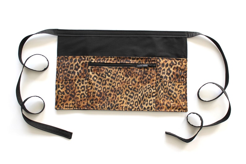 Leopard Waitress Apron Zipper Pocket Server Apron Teacher - Etsy