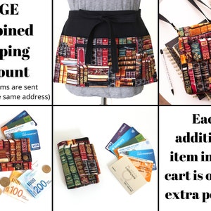 Pocket Apron Gift for Book Lover, Book Print Teacher Apron With Pockets ...