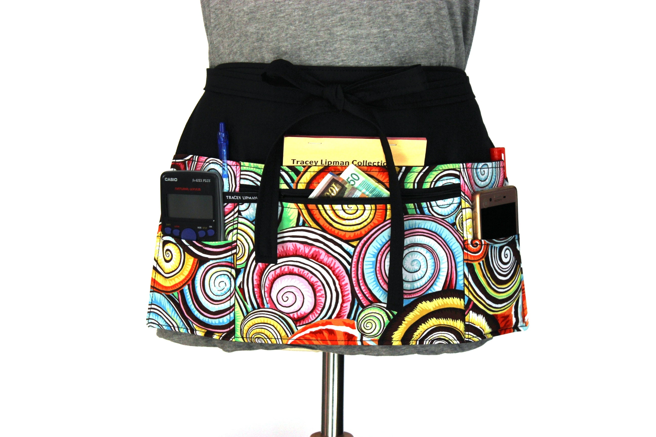 Teacher apron with pockets waitress apron server apron half | Etsy