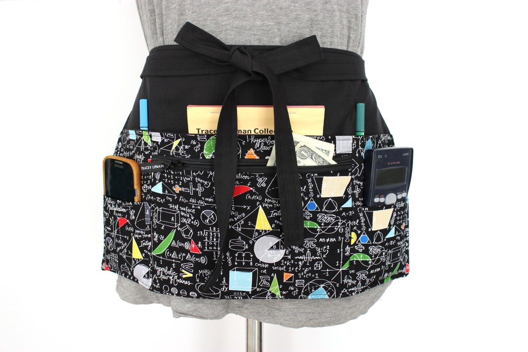 Math Teacher Apron With Pockets, Mathematics Half Apron With Zipper ...